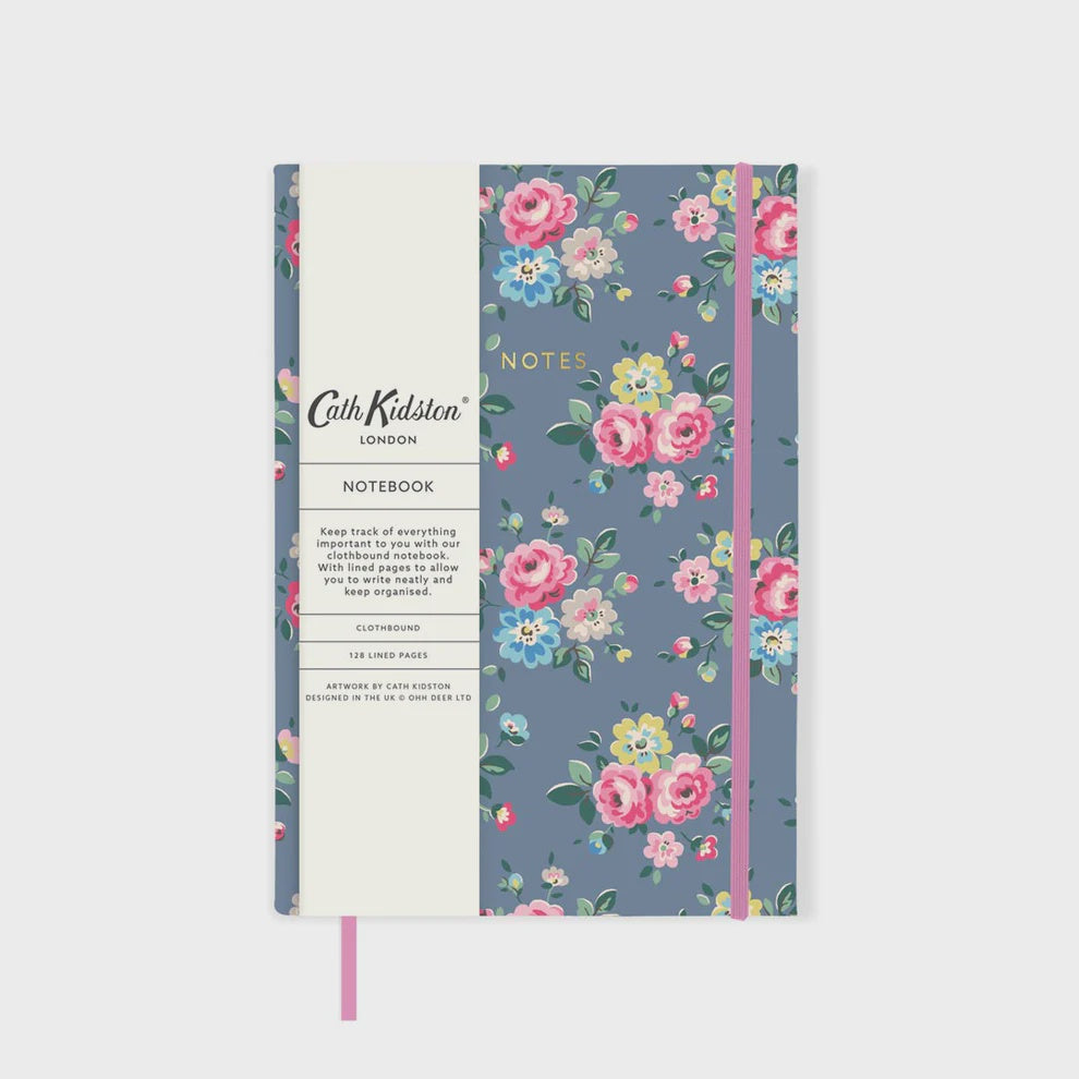 Cath Kidston A5 Cloth Notebook - Grey Floral - Good Thing